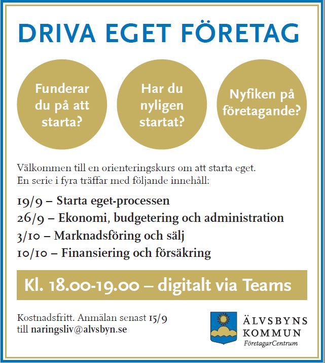 Funderar du på starta eget företag? | Älvsbyns kommun